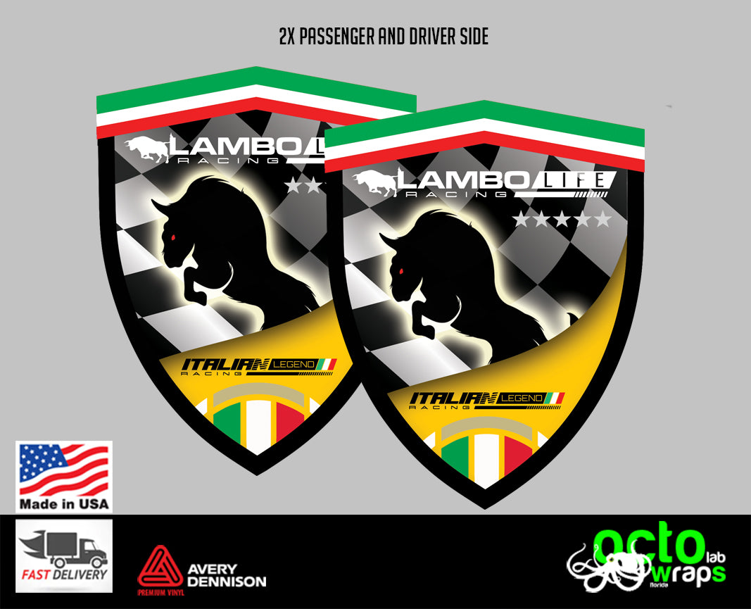 Lamborghini RACING side door emblem decal sticker – Octo Lab Stickers
