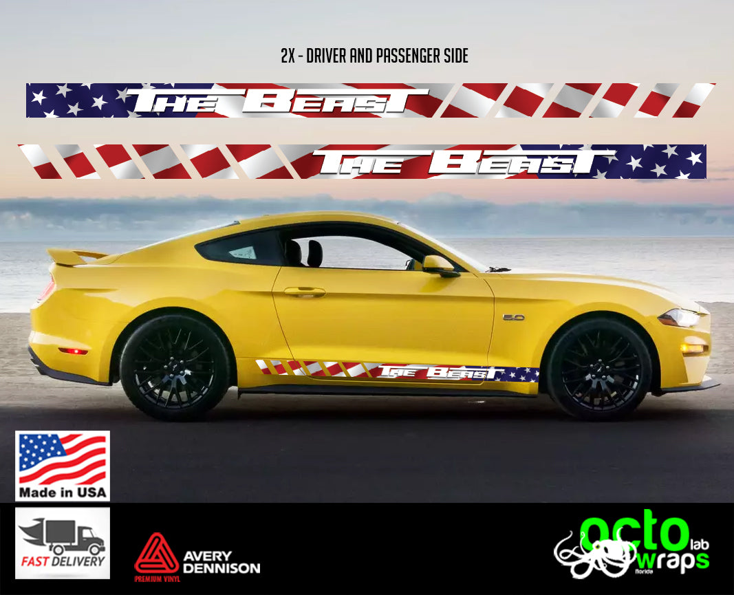 Ford Mustang THE BEAST side rocker stripes decal stickers – Octo Lab ...