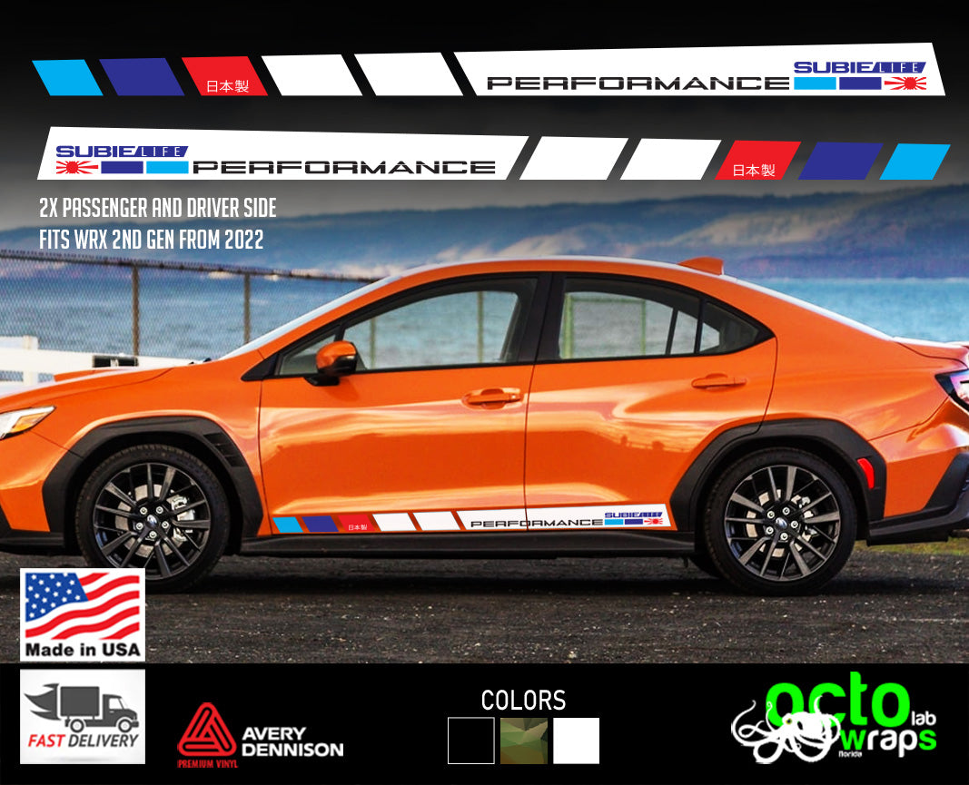 Subaru WRX Second Generation side door rocker stripes decal sticker ...