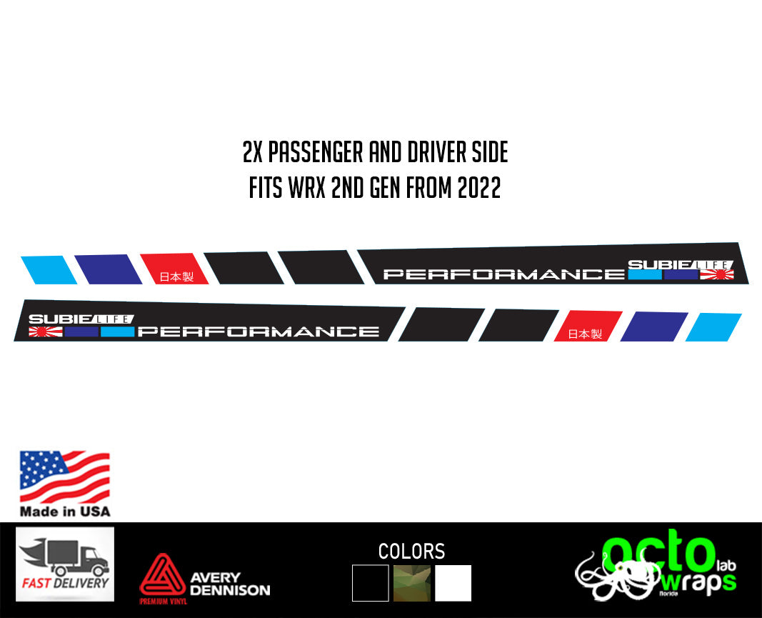 Subaru WRX Second Generation side door rocker stripes decal sticker ...