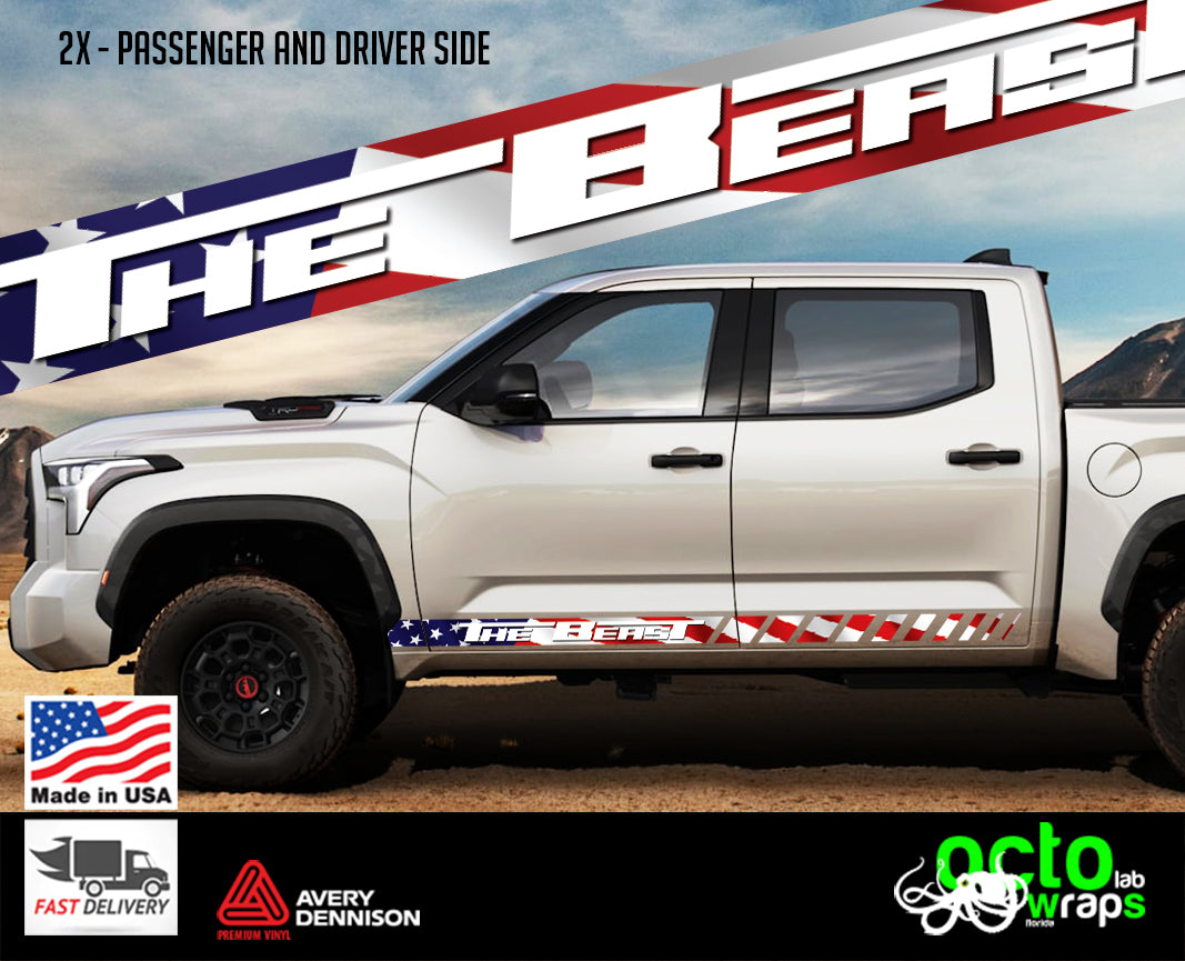 Toyota Tundra THE BEAST sides rocker stripes decal stickers – Octo Lab ...