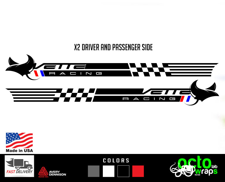 Corvette C7 STING RAY VETTE RACING 2x sides rocker stripes decal ...