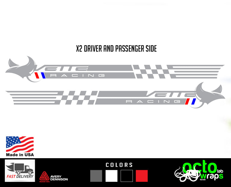 Corvette C7 STING RAY VETTE RACING 2x sides rocker stripes decal ...