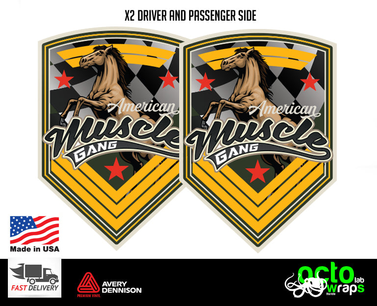 Ford Mustang AMERICAN MUSCLE GANG side emblem – Octo Lab Stickers