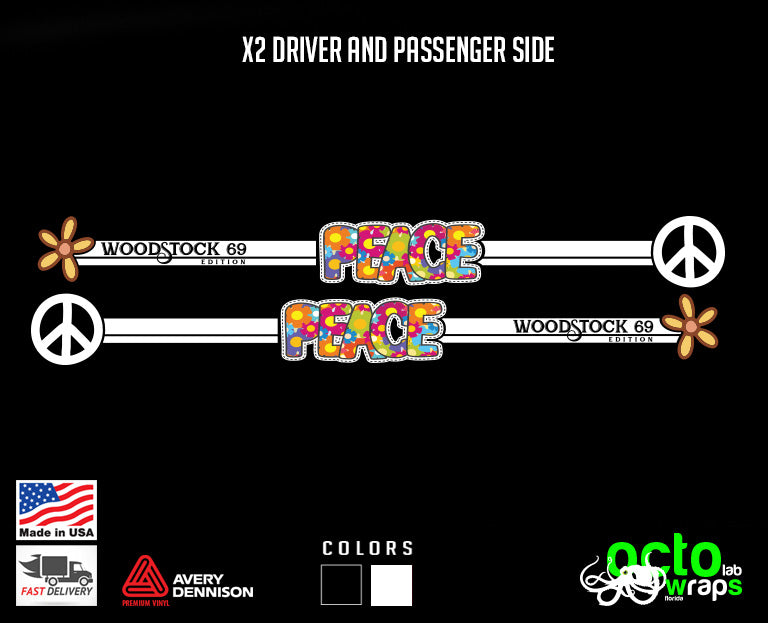 VW BUS T1 T2 Kombi Woodstock 69 edition rocker stripes decal sticker ...