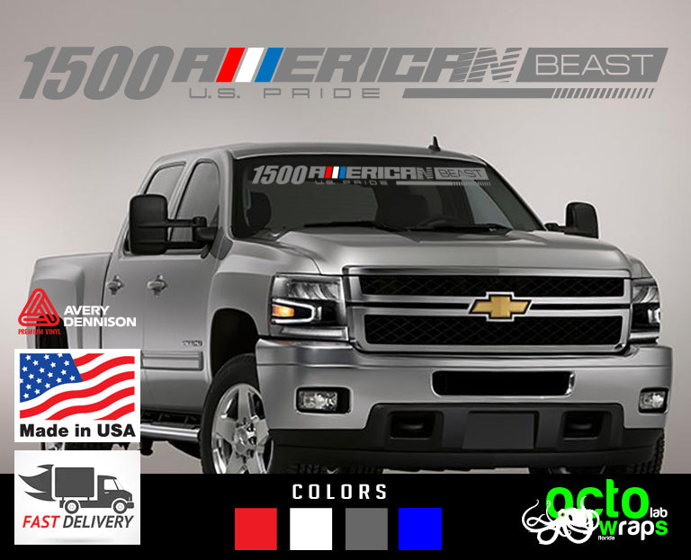 Chevrolet Silverado 1500 AMERICAN BEAST windshield decal stickers ...