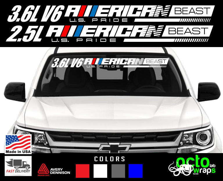 Chevrolet Colorado 2.5l 3.6l AMERICAN BEAST windshield decal stickers ...