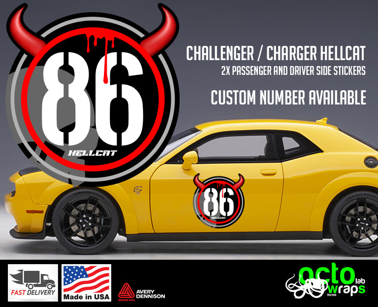 Dodge Charger Challenger HELLCAT 2X side doors decal stickers – Octo ...