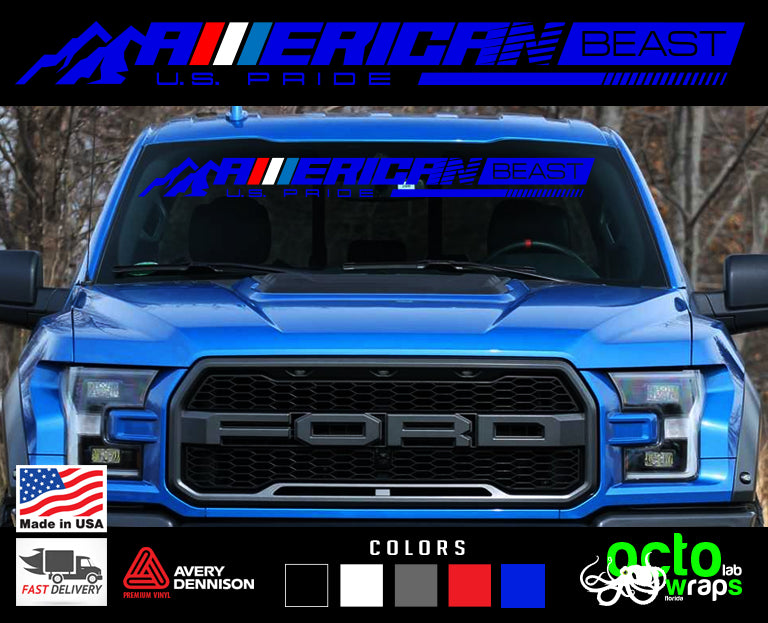 Ford F150 F250 AMERICAN BEAST windshield decal stickers – Octo Lab Stickers