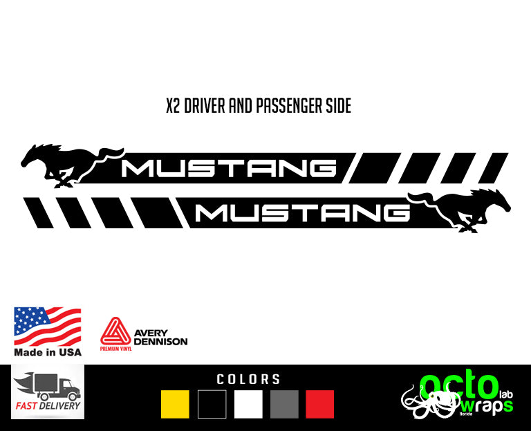 Ford Mustang Racing 2X side doors rocker stripes decal sticker Ver1 ...