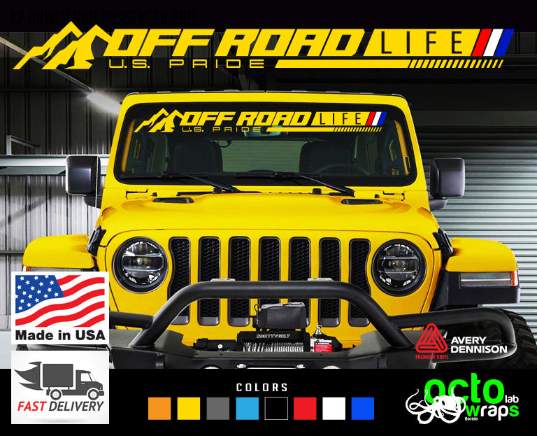 Jeep Wrangler windshield decal sticker OFF ROAD LIFE – Octo Lab Stickers