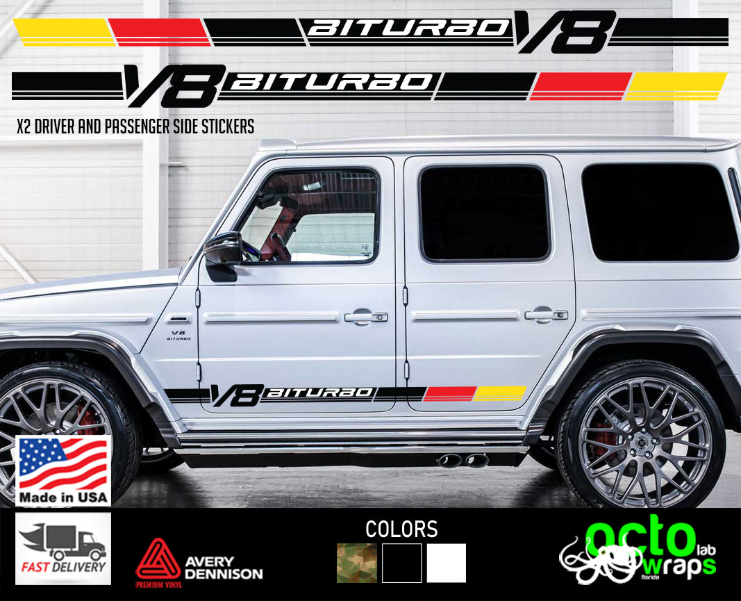 Mercedes-Benz G Class V8 BITURBO side rocker stripes decal sticker ...