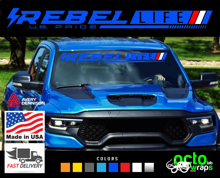 Dodge Ram 1500 REBEL LIFE windshield decal stickers – Octo Lab Stickers