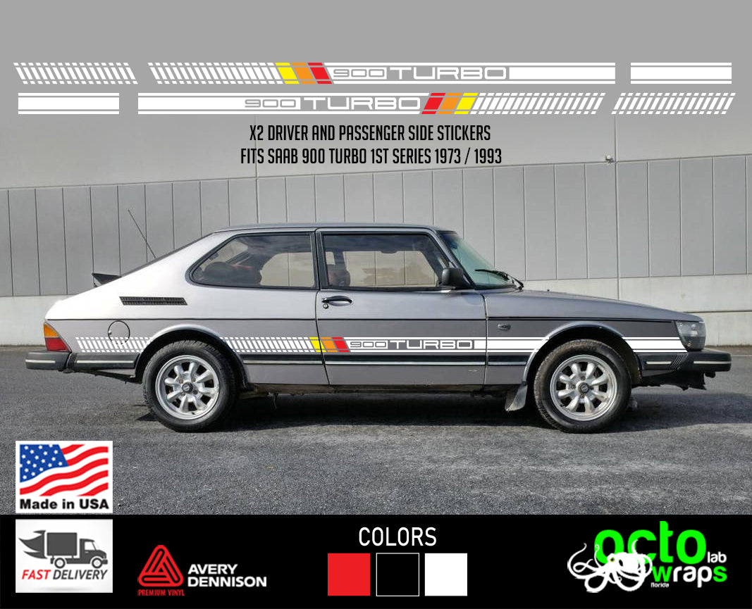 SAAB 900 TURBO (1973 - 1993) rocker stripes 2X side doors decal ...