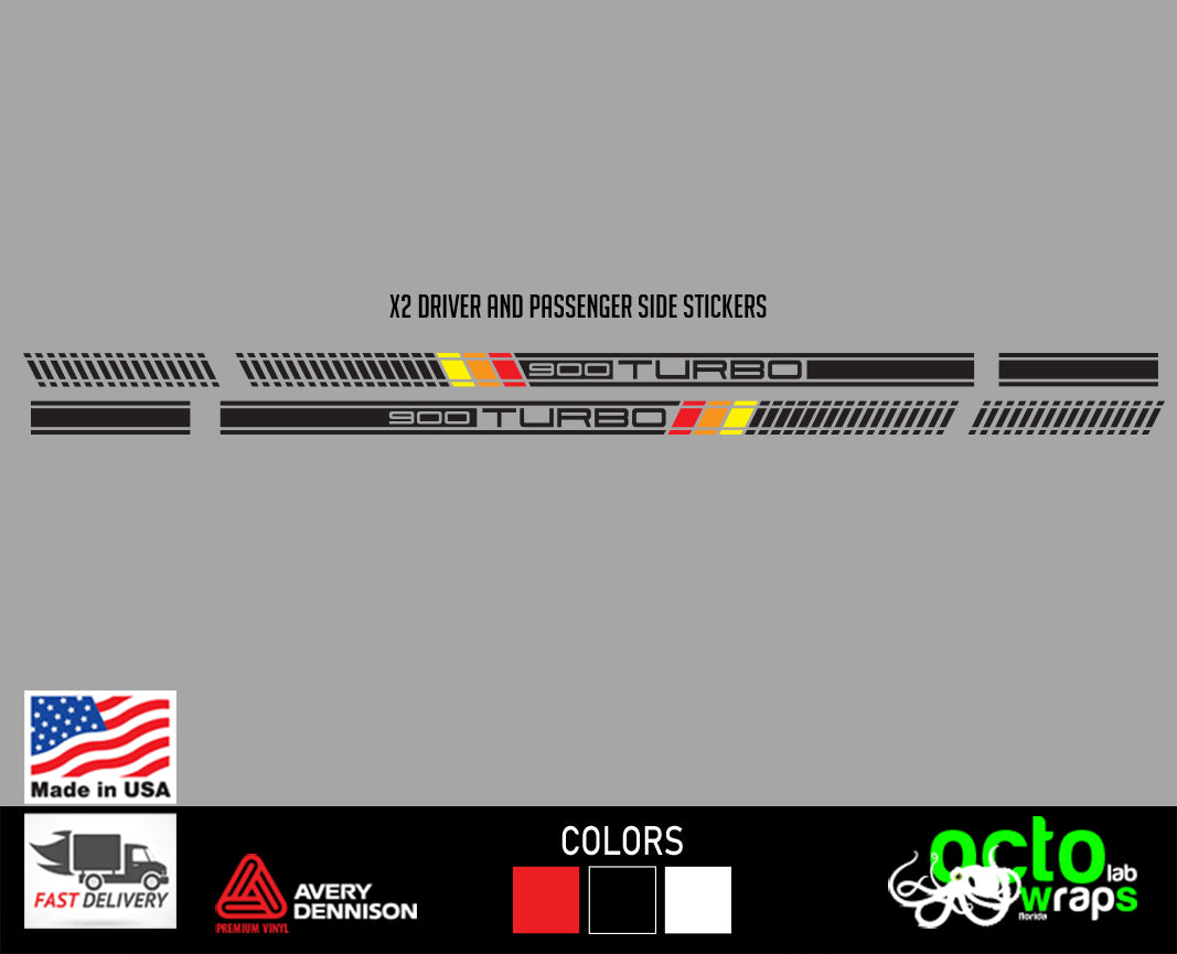 SAAB 900 TURBO (1973 - 1993) rocker stripes 2X side doors decal ...