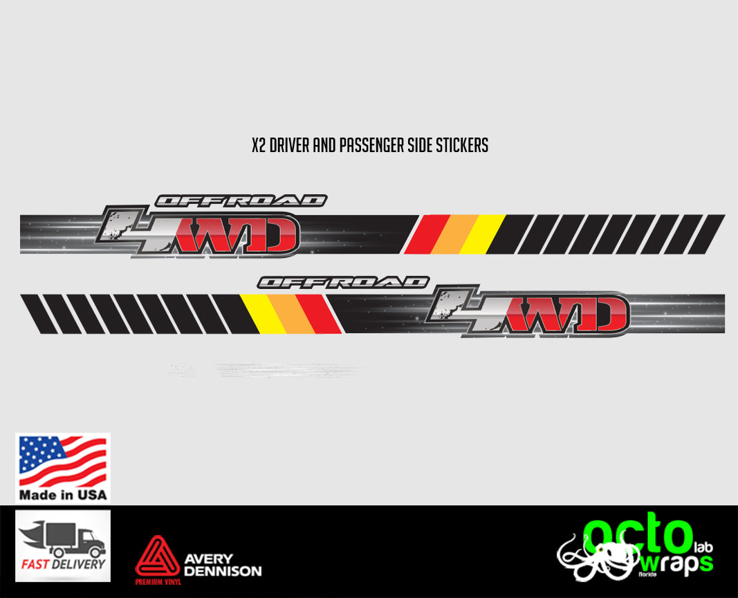 Toyota 4Runner 4WD Off Road rocker stripes doors decal stickers – Octo ...